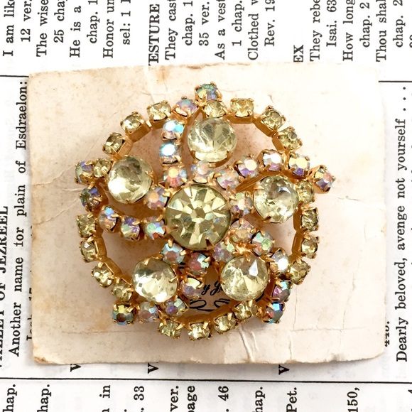 Vintage | Jewelry | Vintage Old Stock Yellow Rhinestone Brooch | Poshmark